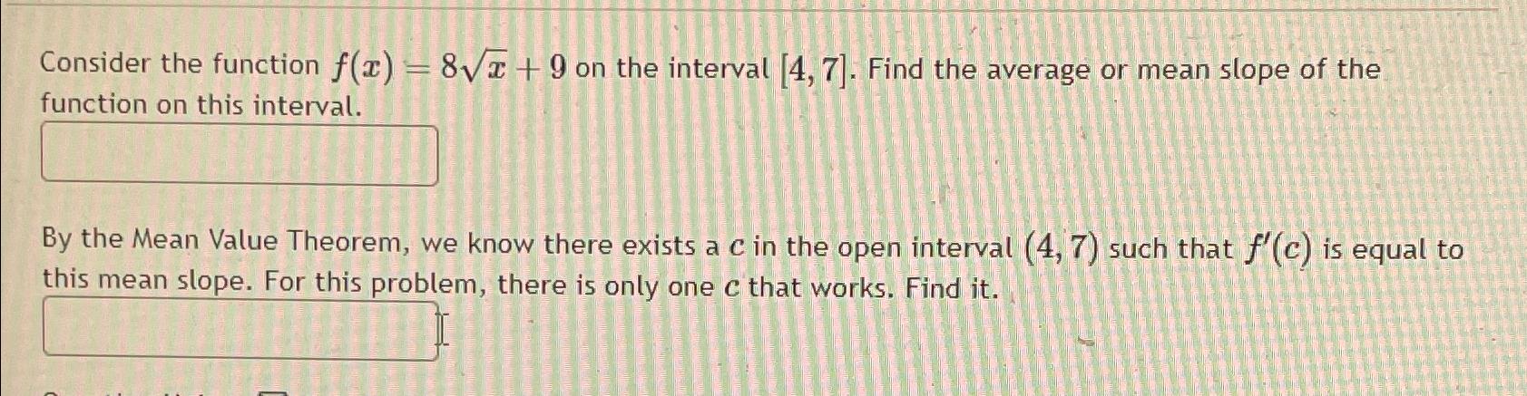 Solved Consider the function f(x)=8x2+9 ﻿on the interval | Chegg.com