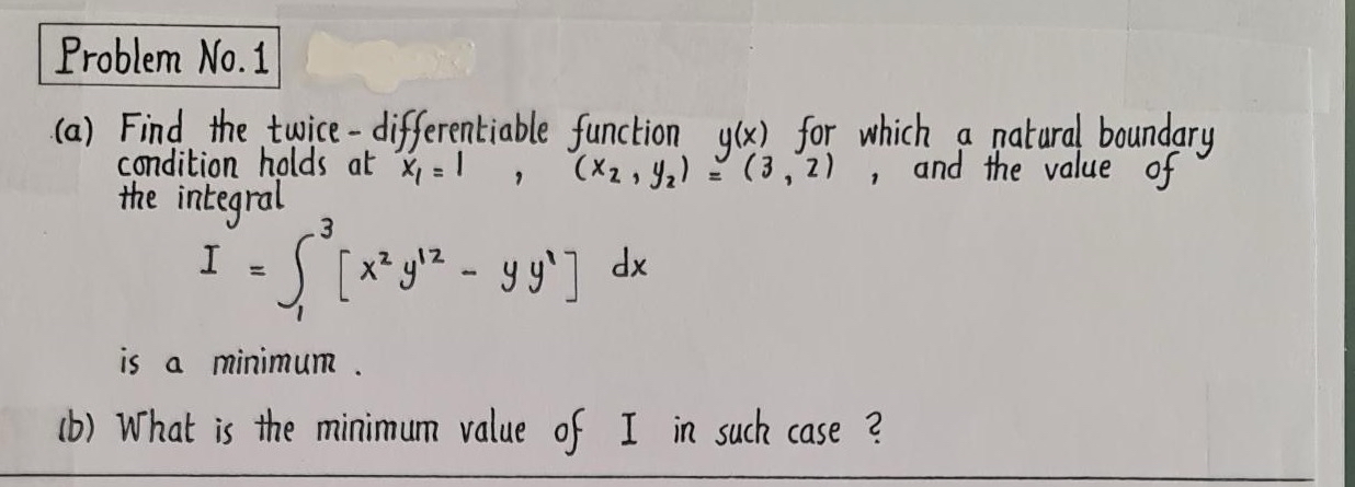Solved Problem No. 1(a) ﻿Find the twice-differentiable | Chegg.com