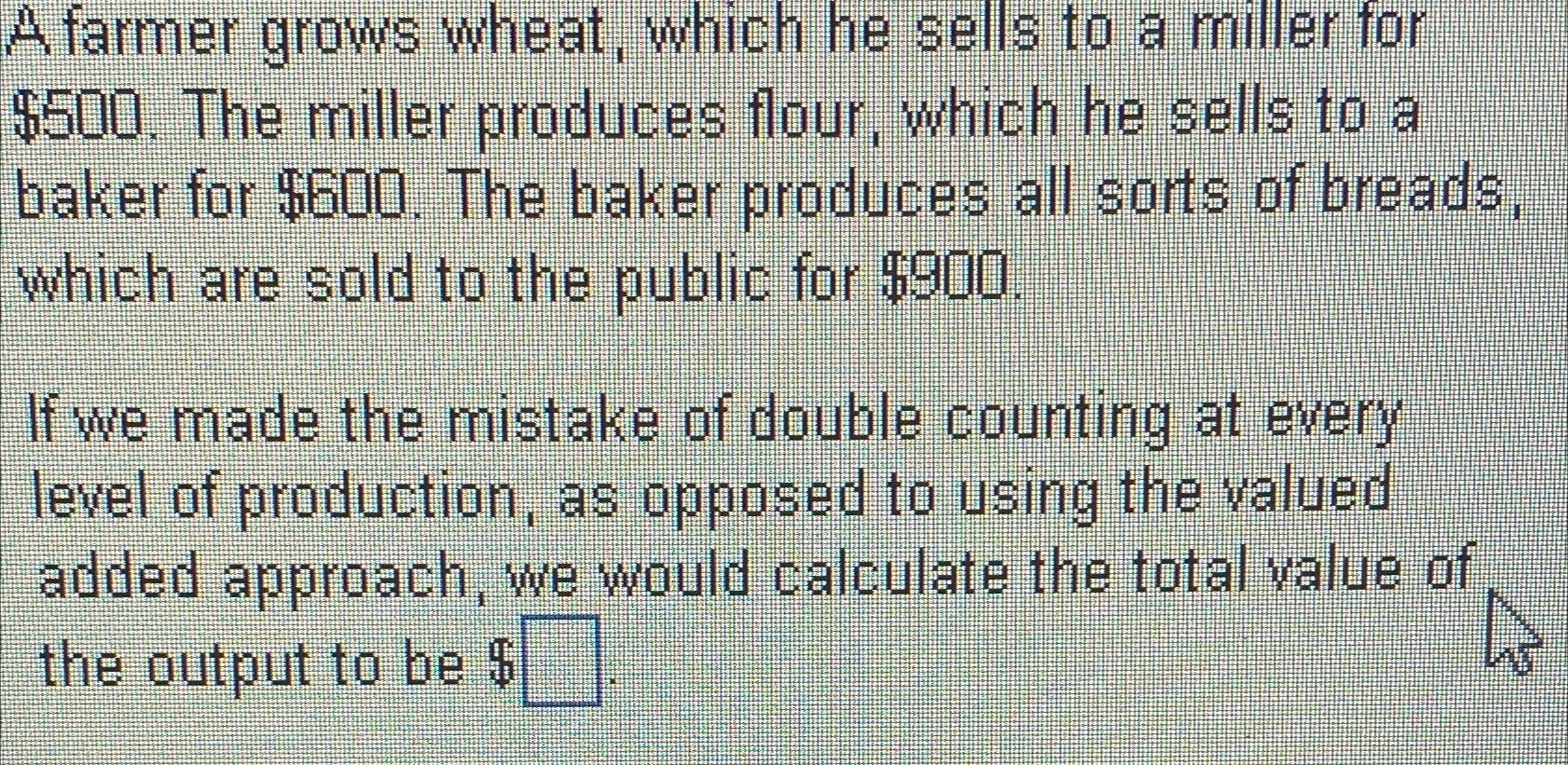 Solved A farmer grows wheat, which he sells to a miller for | Chegg.com