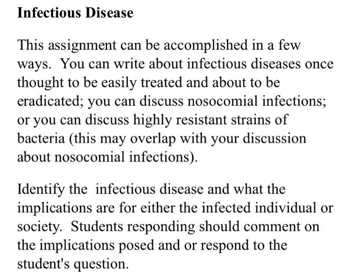 Solved Infectious Disease This assignment can be | Chegg.com