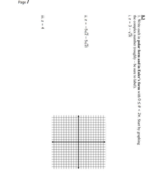 Solved 8.3 1. Write each in polar form and in Euler's form | Chegg.com