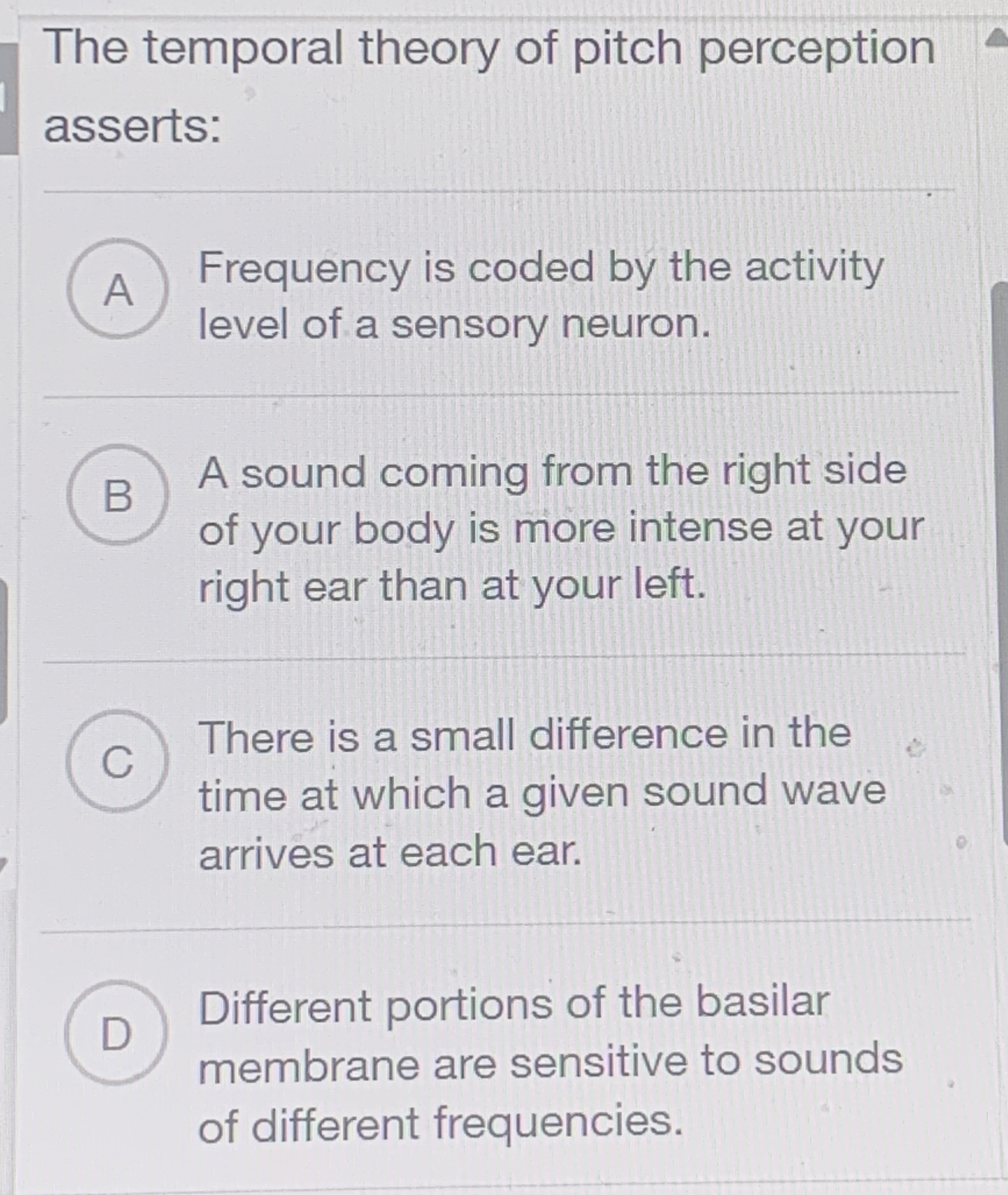 Solved The temporal theory of pitch | Chegg.com