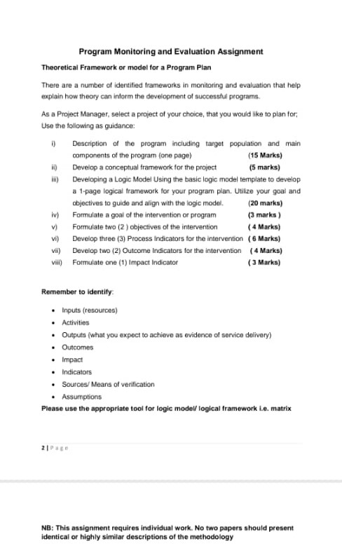 Solved Program Monitoring and Evaluation | Chegg.com