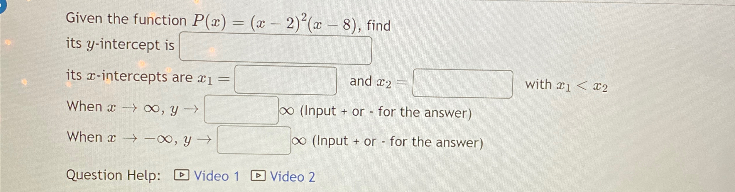 Solved Given the function P(x)=(x-2)2(x-8), ﻿find its | Chegg.com