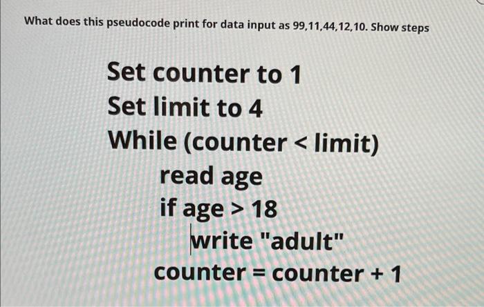 Solved What Does This Pseudocode Print For Data Input As 4086