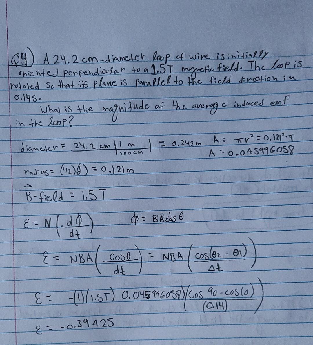 Solved Part A A 24.2 cm -diameter loop of wire is initially | Chegg.com