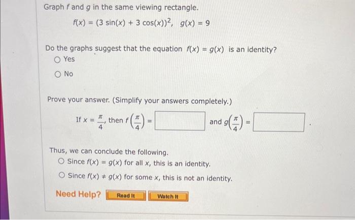 Solved Graph f and g in the same viewing rectangle. | Chegg.com