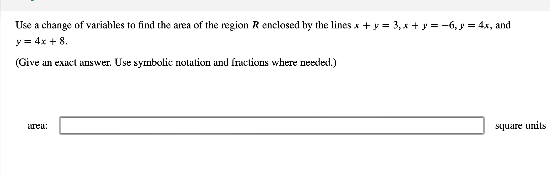 Solved Use a change of variables to find the area of the | Chegg.com