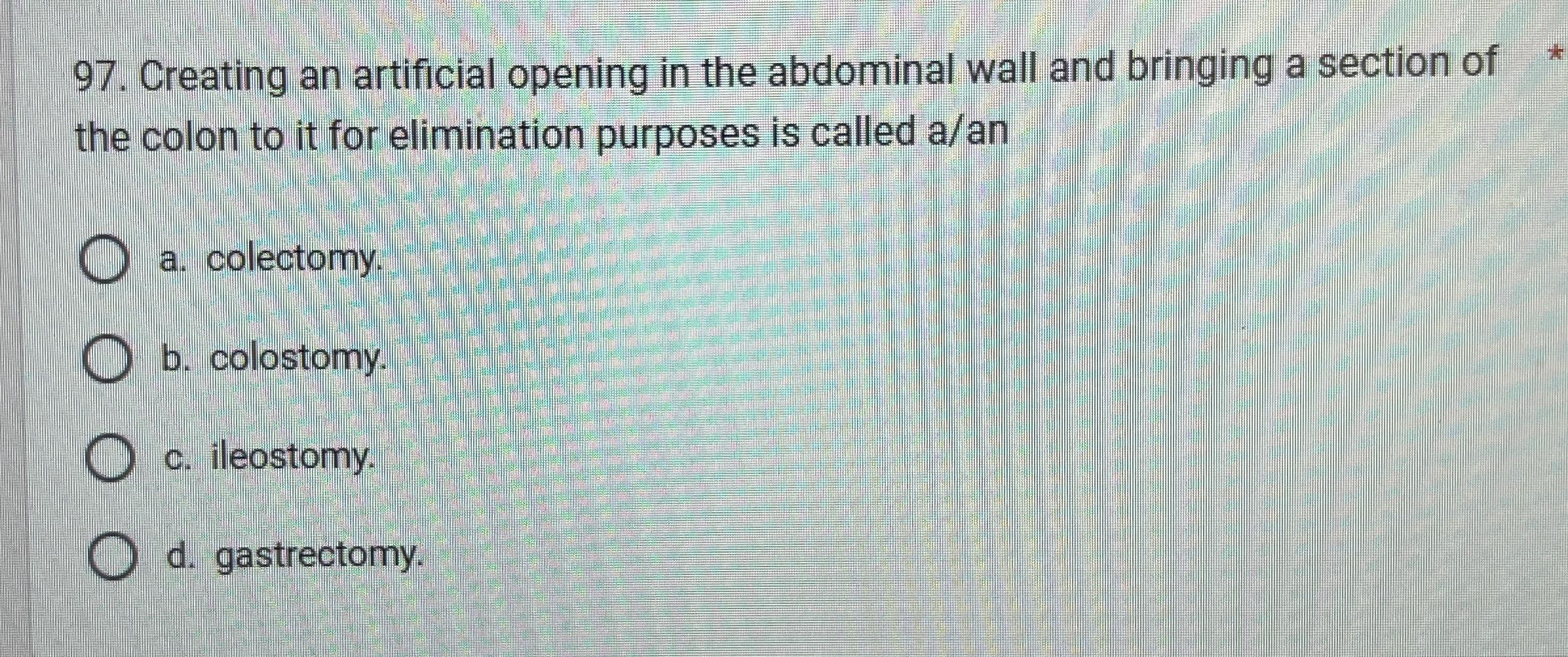 Solved Creating an artificial opening in the abdominal wall | Chegg.com