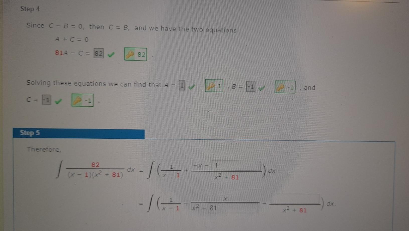 Solved Step 4 Since C - B = 0, then C = B, and we have the | Chegg.com