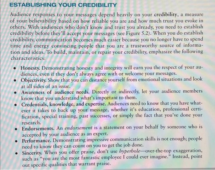 Using the \"Establishing Your Credibility\" | Chegg.com