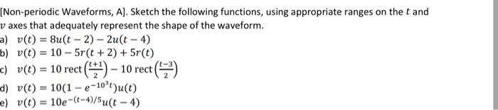 Solved (Non-periodic Waveforms, A). Sketch the following | Chegg.com