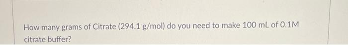 Solved HELP.... I need to calculate the moles of citrate in | Chegg.com