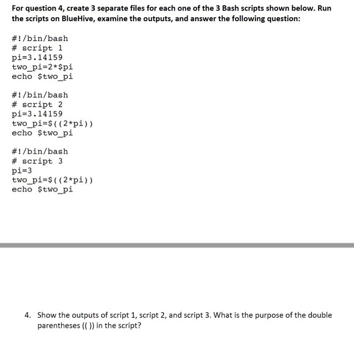 Solved For question 4, create 3 separate files for each one | Chegg.com