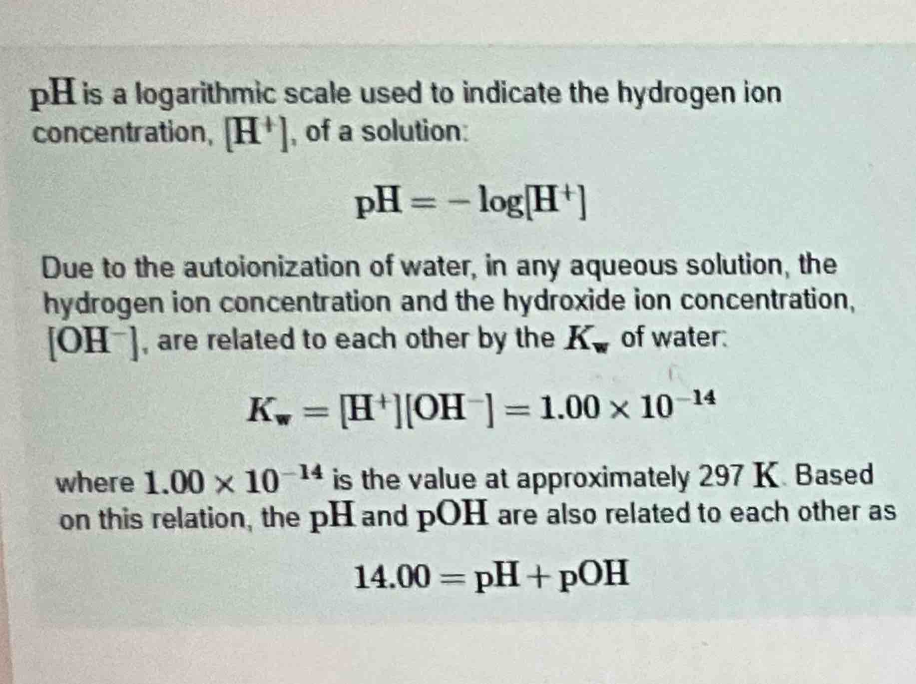 Solved pH is ﻿a logarithmic scale used to ﻿indicate the | Chegg.com