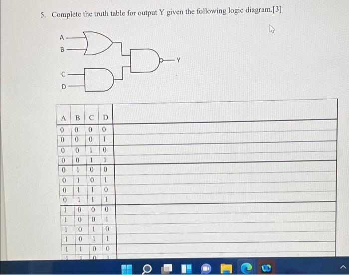 Solved 5. Complete the truth table for output Y given the | Chegg.com