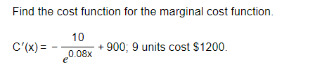 Solved Find the cost function for the marginal cost | Chegg.com