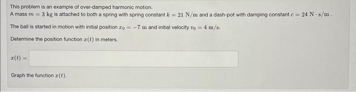 Solved This problem is an example of over-damped harmonic | Chegg.com