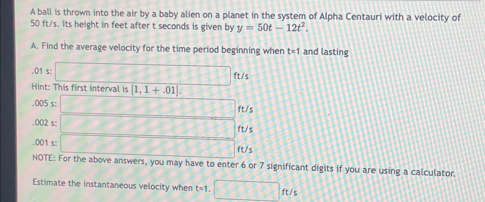 Solved A ball is thrown into the air by a baby alien on a | Chegg.com