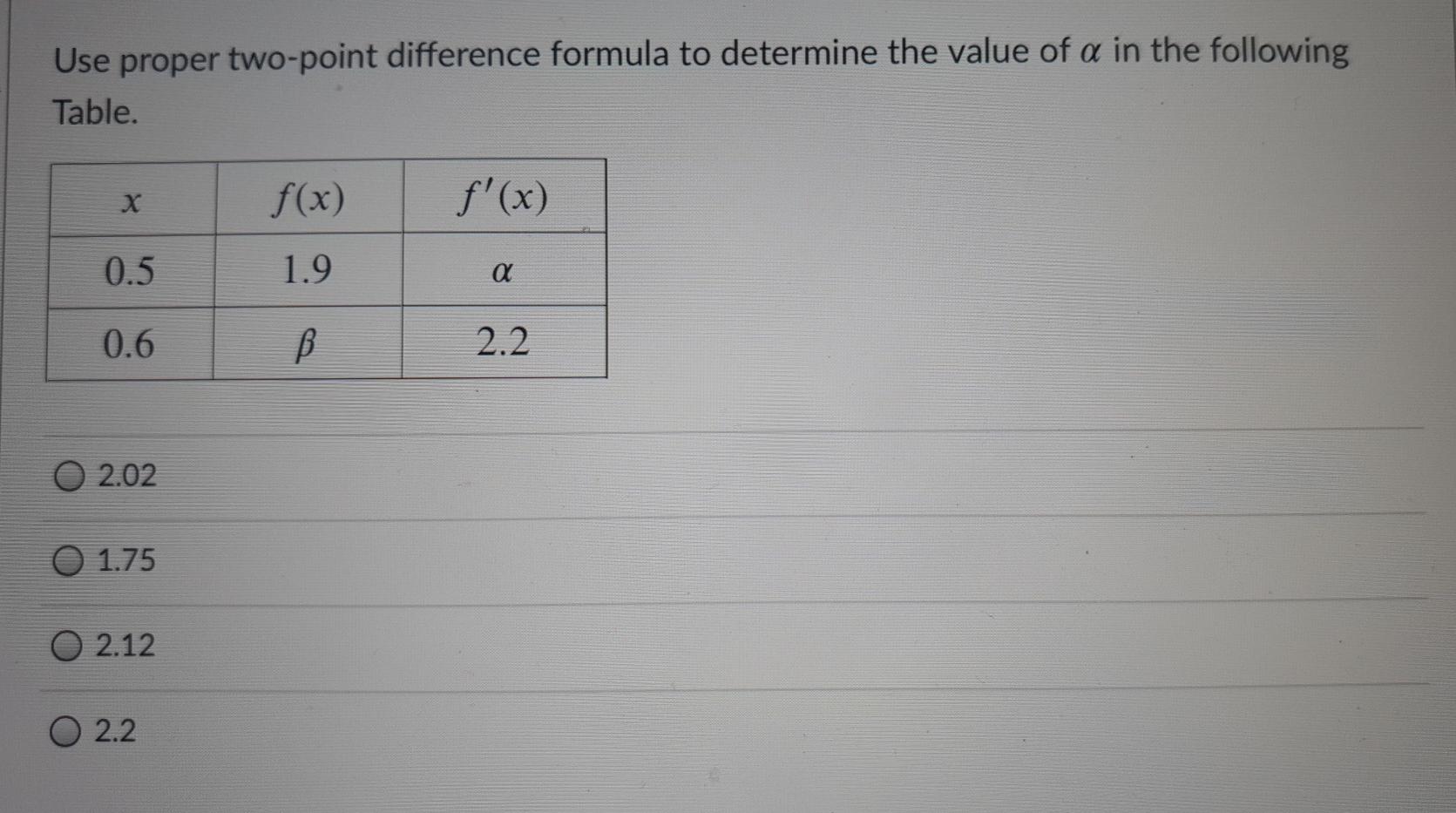 Solved Use proper two-point difference formula to determine | Chegg.com