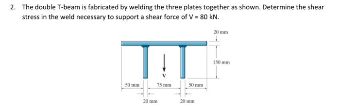 Solved 2. The double T-beam is fabricated by welding the | Chegg.com