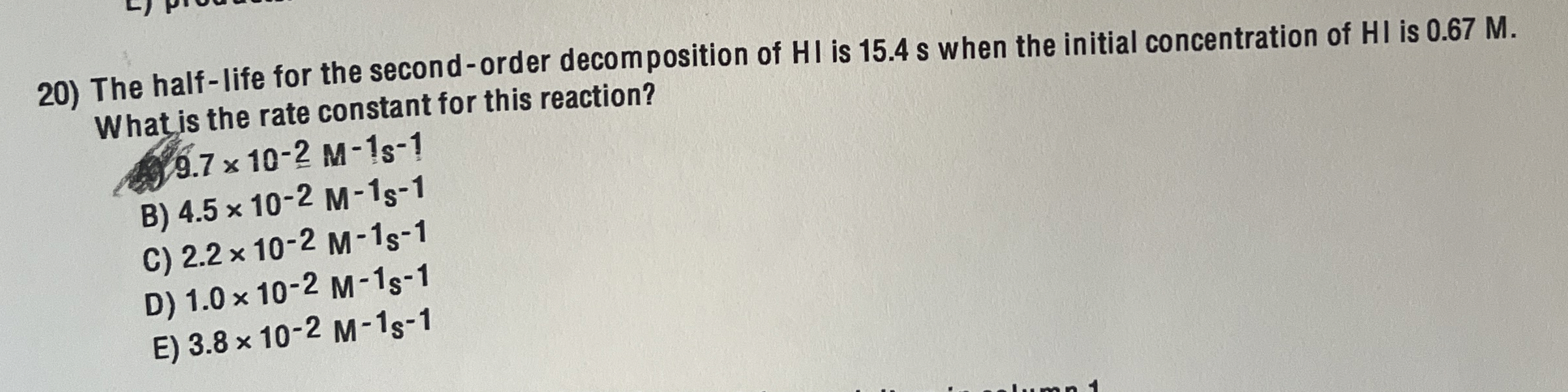 Solved The half-life for the second-order decomposition of | Chegg.com