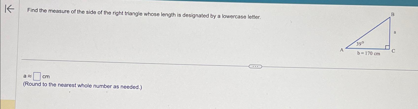 Solved Find the measure of the side of the right triangle | Chegg.com