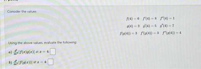 Solved Consider the values | Chegg.com