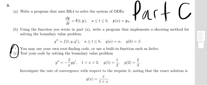 Solved (a) Write a program that uses RK4 to solve the system | Chegg.com