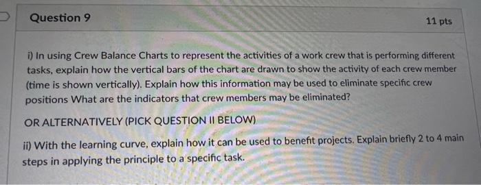 Solved i) In using Crew Balance Charts to represent the | Chegg.com