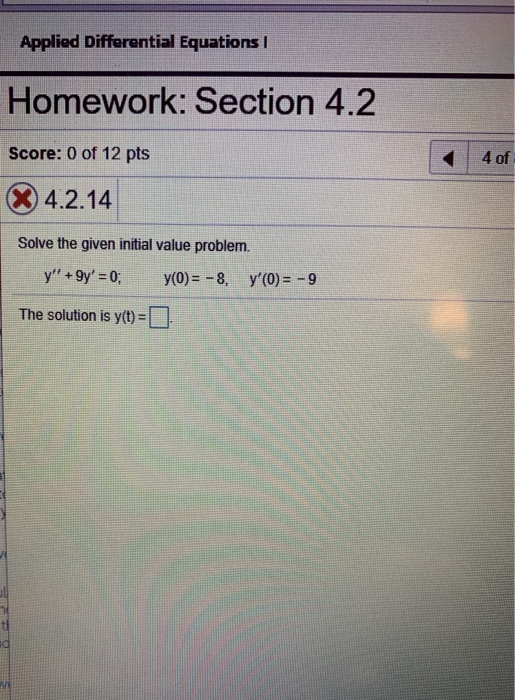 Solved Applied Differential Equations | Homework: Section | Chegg.com