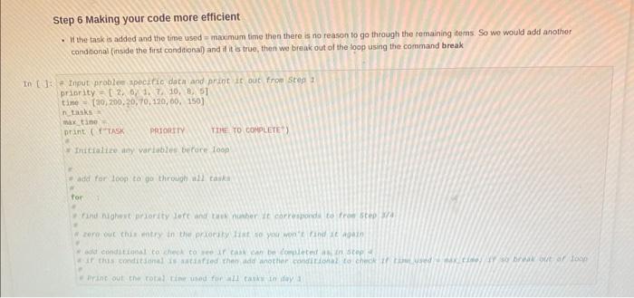 Solved Step 5. Write the code for a Greedy algorithm where | Chegg.com