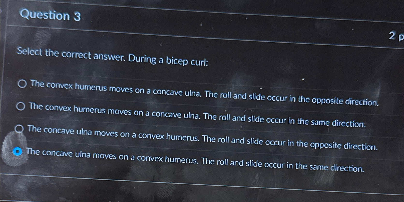 Solved Question 3Select the correct answer. During a bicep | Chegg.com