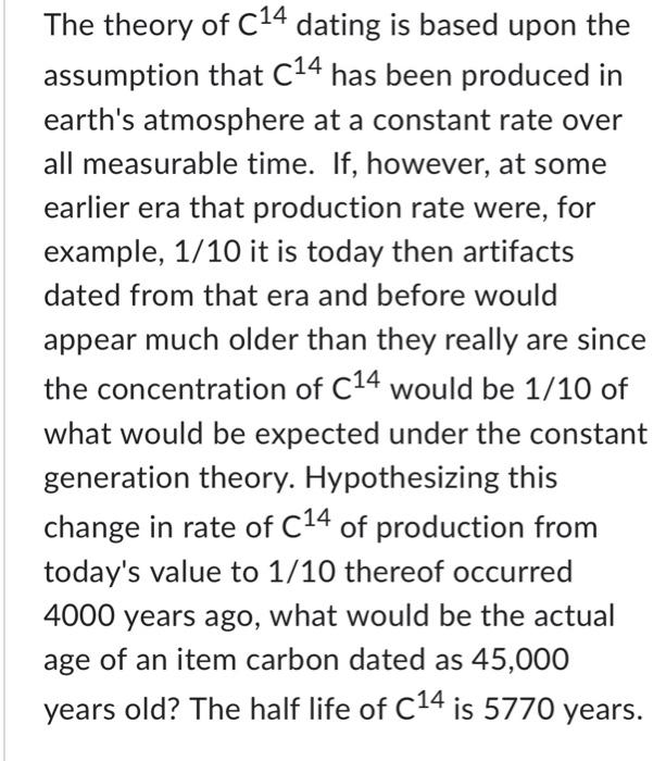 Solved The theory of C14 dating is based upon the assumption | Chegg.com