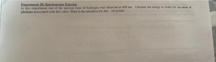 Solved Experiment 10: Spectroscopy Exercise In this | Chegg.com