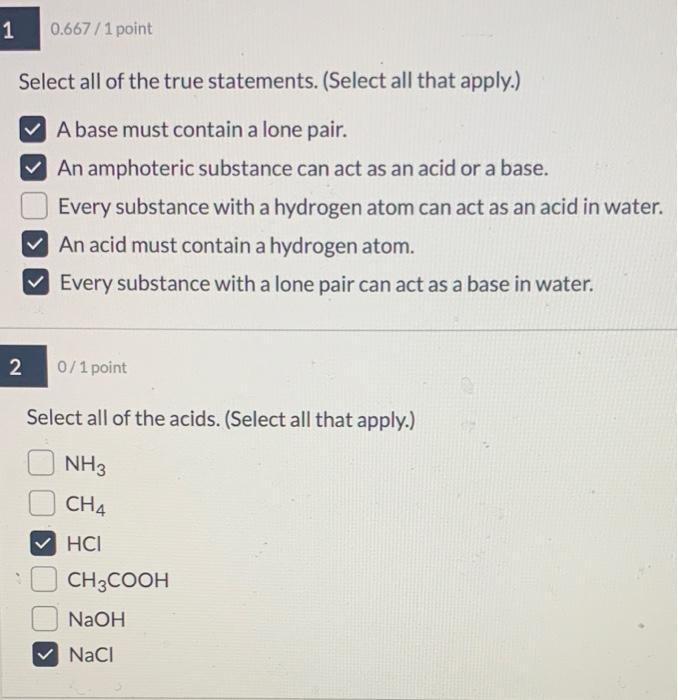 Solved 1 0.667 / 1 point Select all of the true statements. | Chegg.com