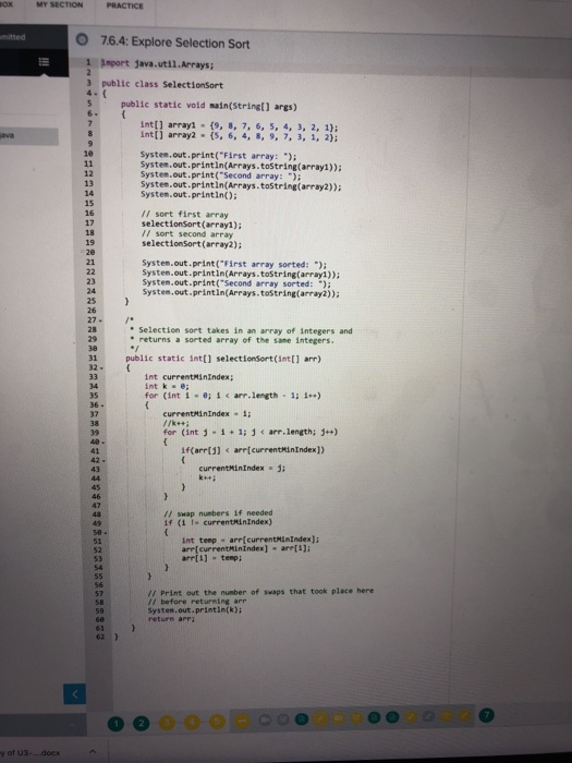 Solved Exercise 7.6.4: Explore Selection Sort Grointe In | Chegg.com