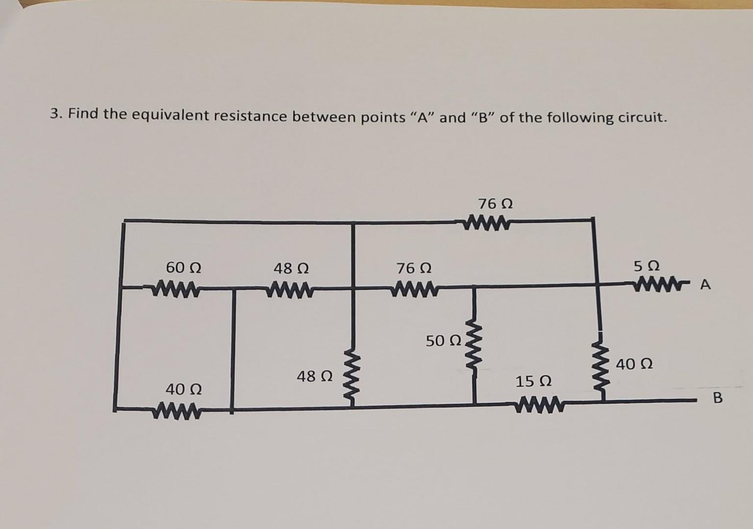 Solved 3. Find the equivalent resistance between points " A | Chegg.com