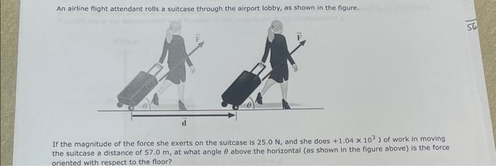 Solved An airline flight attendant rolis a suitcase through | Chegg.com