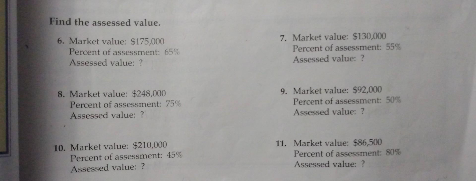 Solved 7. Market value: $130,000 6. Market value: $175,000 | Chegg.com