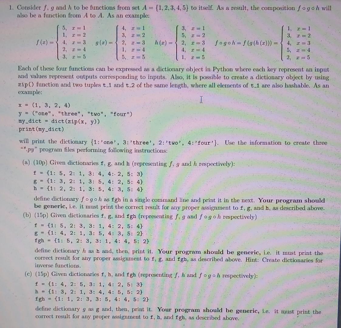 Solved Consider f,g and h to be functions from set | Chegg.com