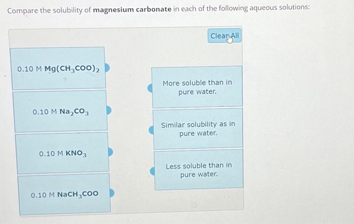 Solved Compare the solubility of magnesium carbonate in each | Chegg.com