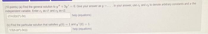 Solved (10 polnts) (a) Find the general solution to | Chegg.com