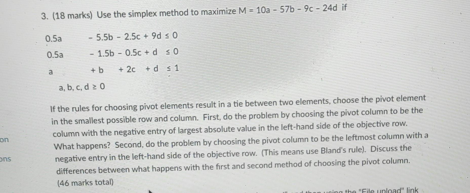 Solved 3. (18 marks) Use the simplex method to maximize | Chegg.com