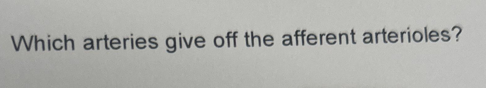 Solved Which arteries give off the afferent arterioles? | Chegg.com