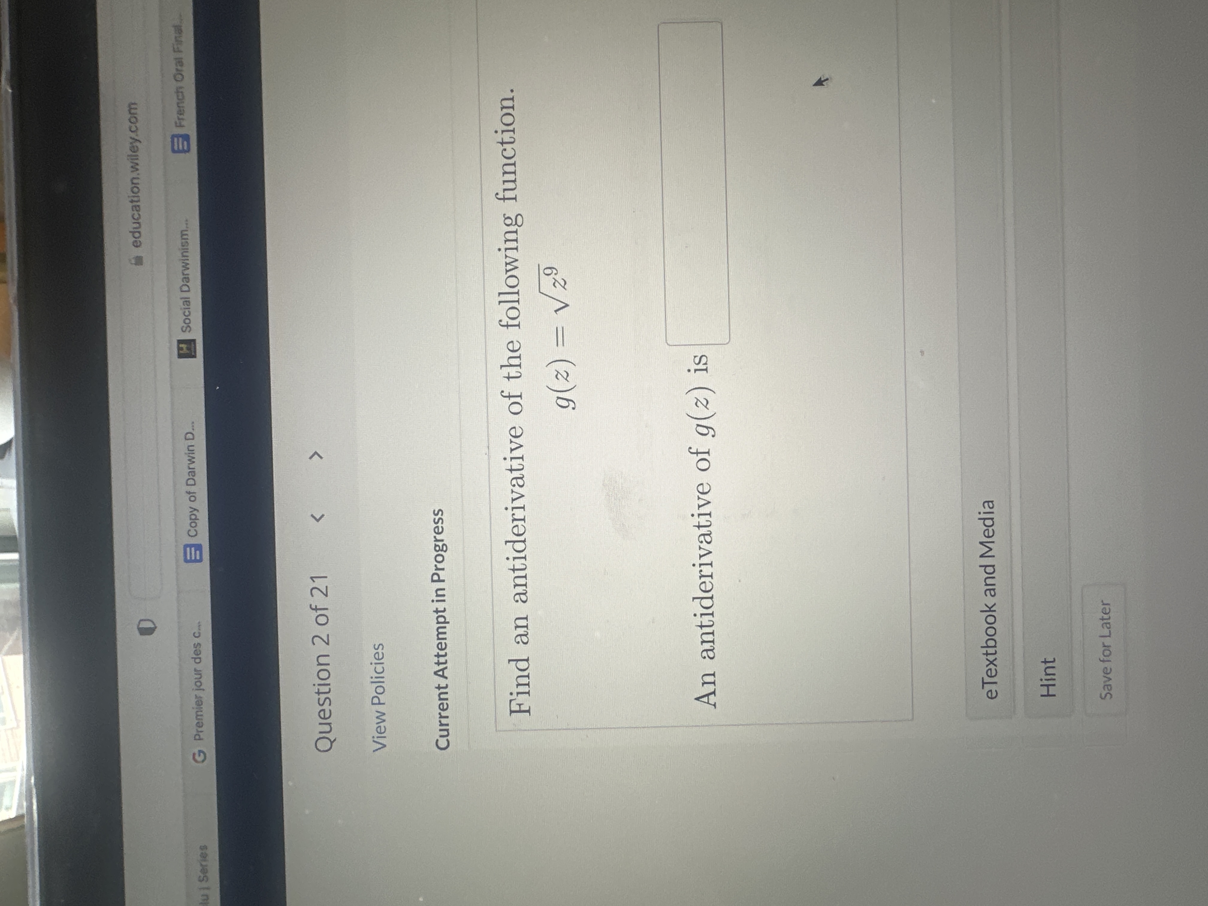 Solved Current Attempt in ProgressFind an antiderivative of | Chegg.com