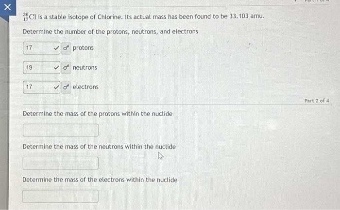 Solved 1736Cl is a stable isotope of Chlorine. Its actual | Chegg.com
