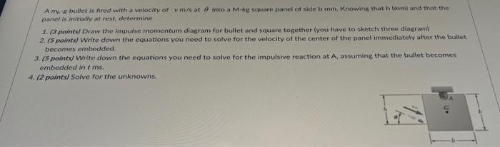 Solved A mb−g bullet is fired with a velocity of vm/s at θ | Chegg.com