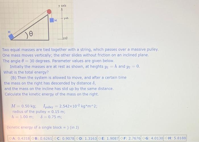 Solved Two equal masses are tied together with a string, | Chegg.com