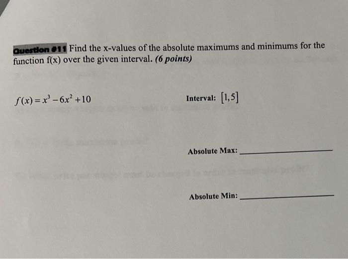 Solved Questlon II Find the x-values of the absolute | Chegg.com